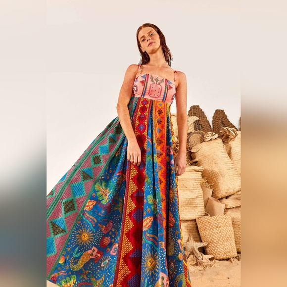 Colorblock Printed Maxi Dress Farm Rio